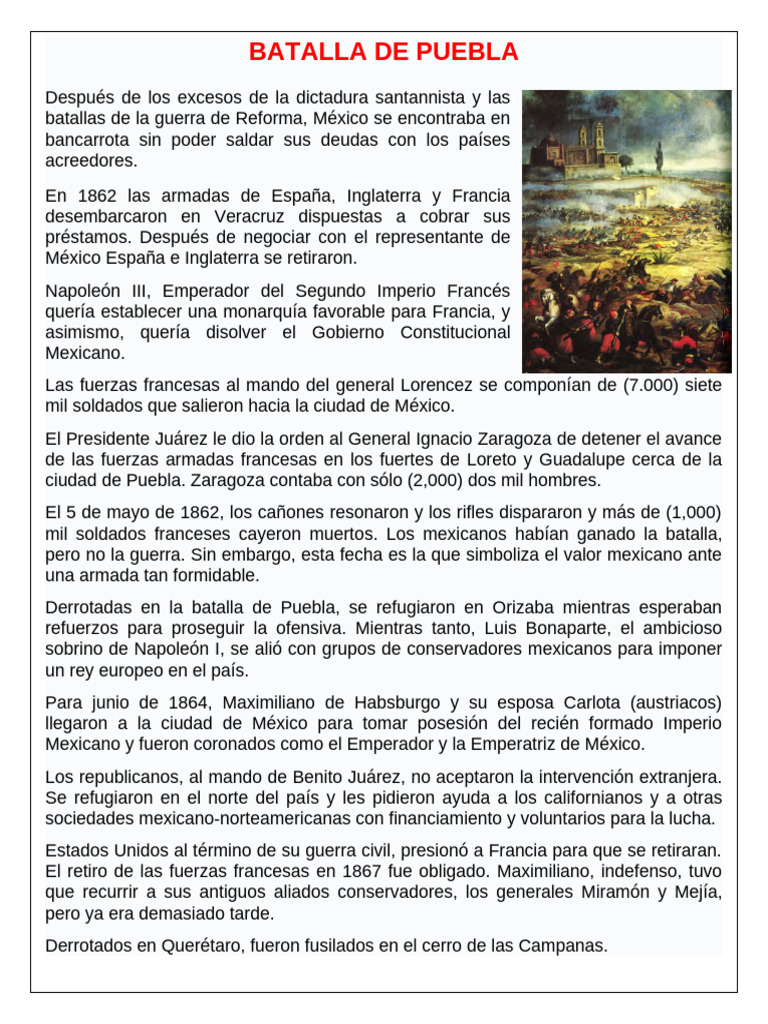 5 DE MAYO BATALLA DE PUEBLA | PDF