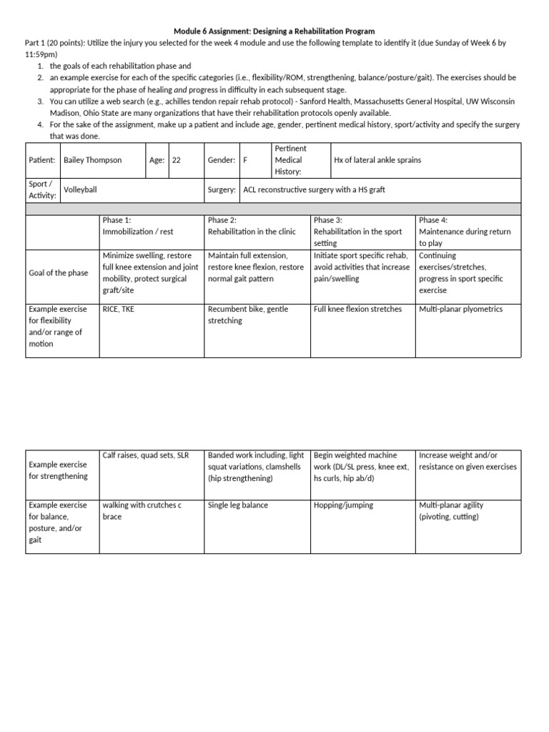 ACL Rehabilitation Program Design | PDF | Musculoskeletal System | Injury