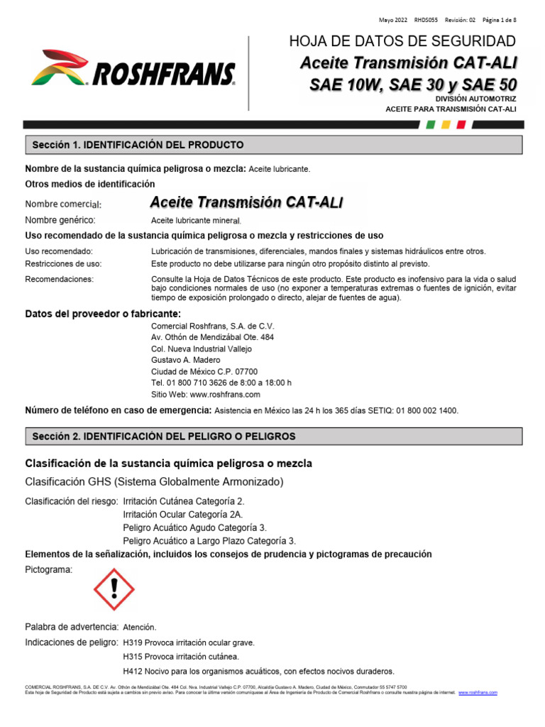 RHDS055 Aceite Transmisi N CAT ALI SAE 10W SAE 30 SAE 50 - 0 | PDF ...