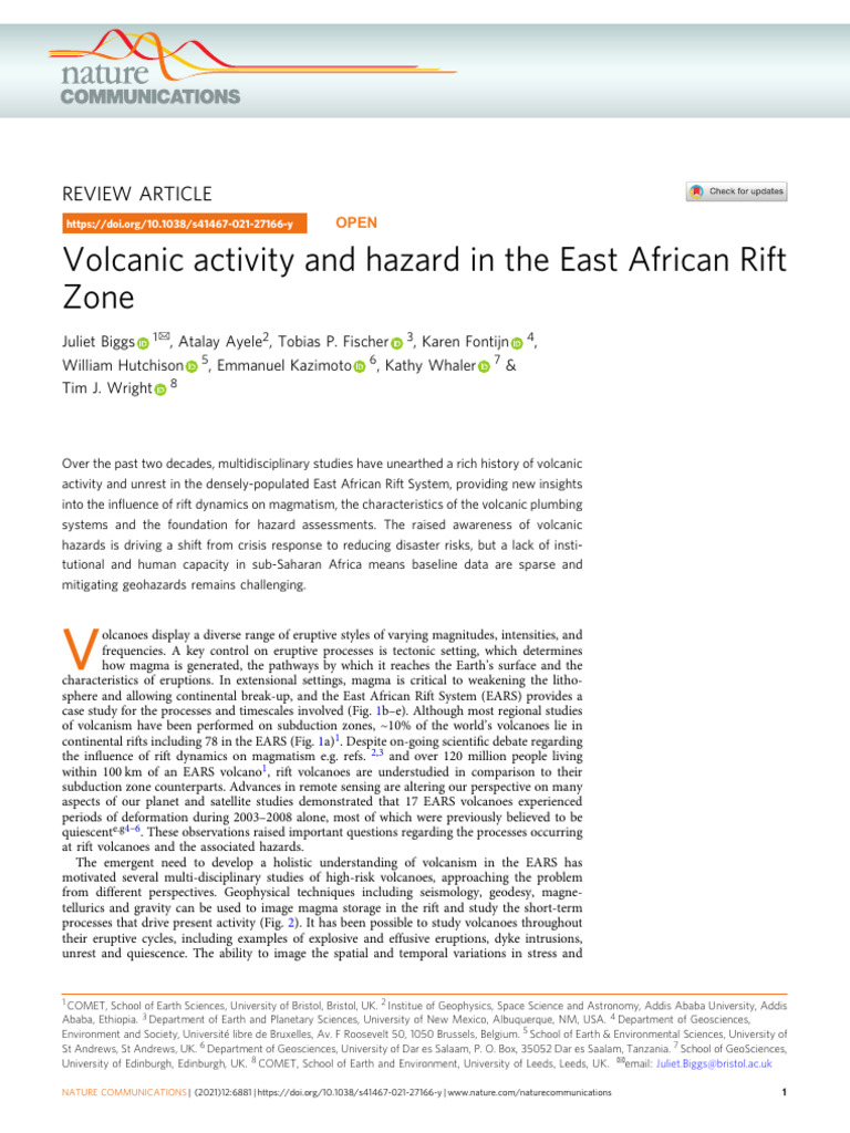 East Africa Rift System | PDF | Volcano | Types Of Volcanic Eruptions