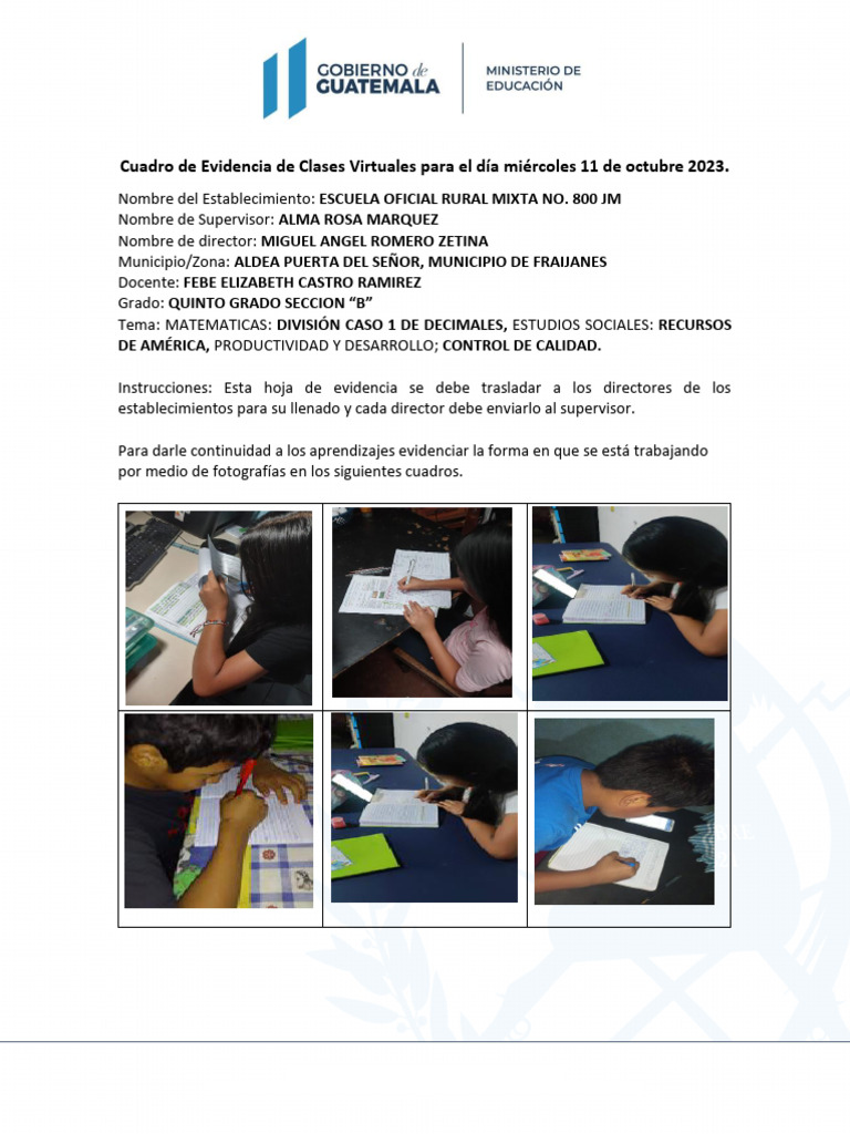Evidencia Clases Virtuales 5to B | PDF