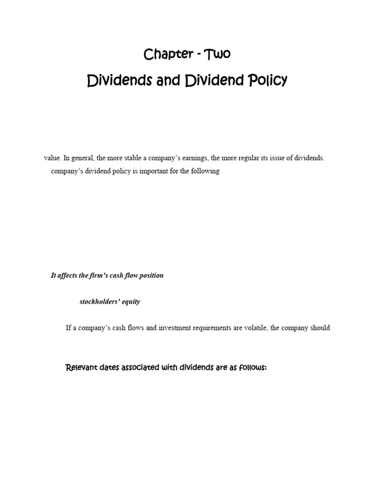 Chapter 2 Dividend and Dividend Policy | PDF | Dividend | Stocks