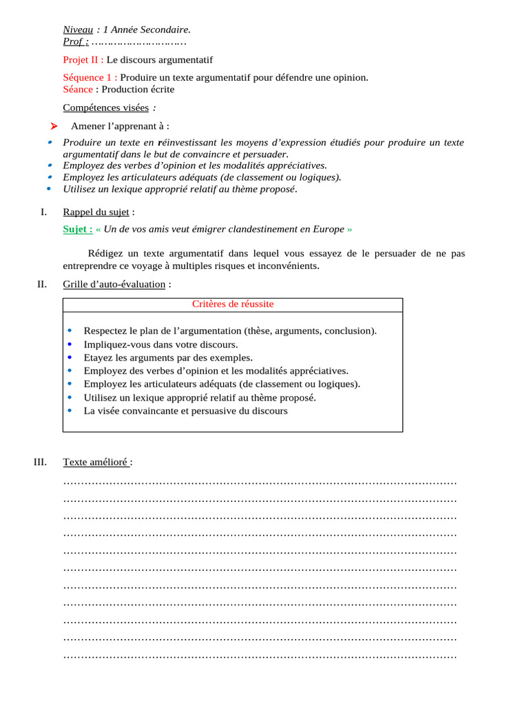 P 2. Séqu 1 - Production Ecrite | PDF