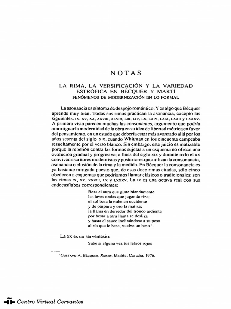 Rima y Versificación en Bécquer y Martí | PDF | Metro (poesía) | Poesía