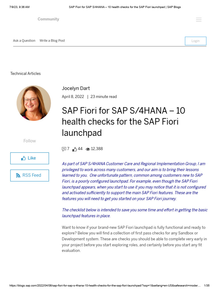 SAP Fiori For SAP S - 4HANA - 10 Health Checks For The SAP Fiori ...