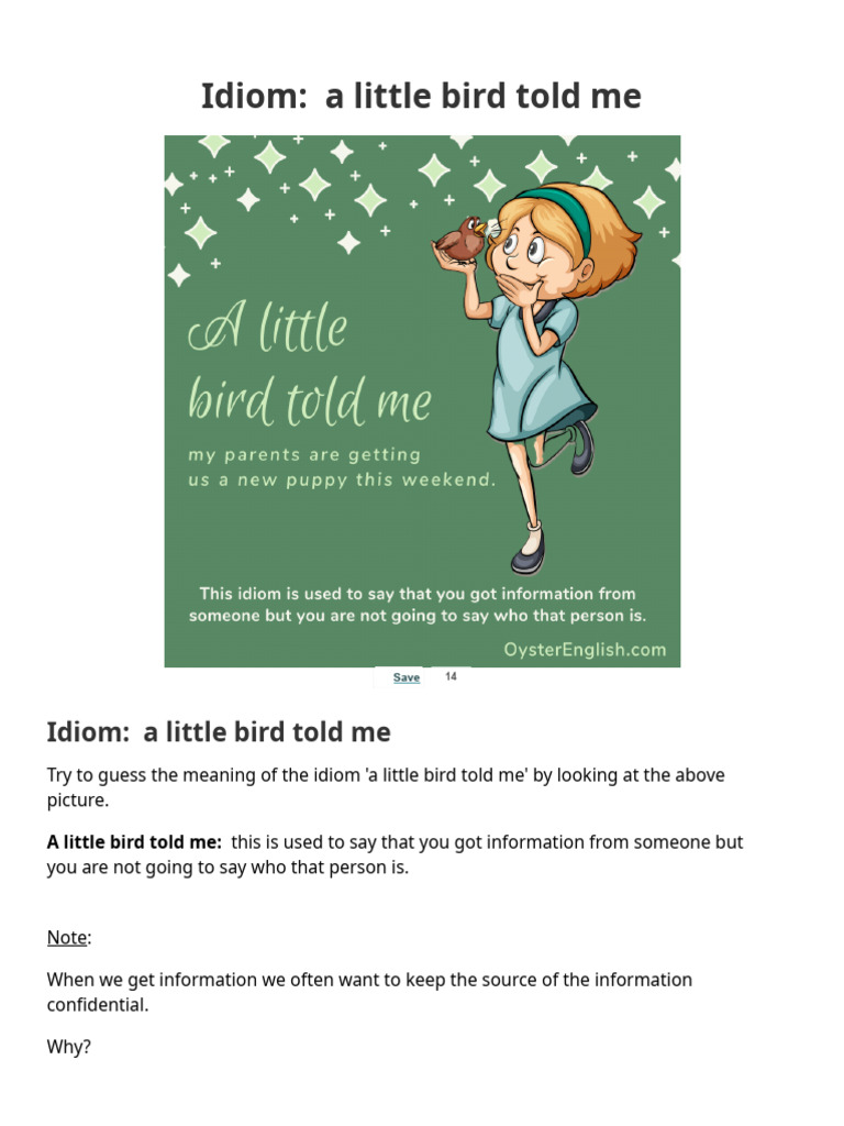 Meaning of "A Little Bird Told Me" | PDF