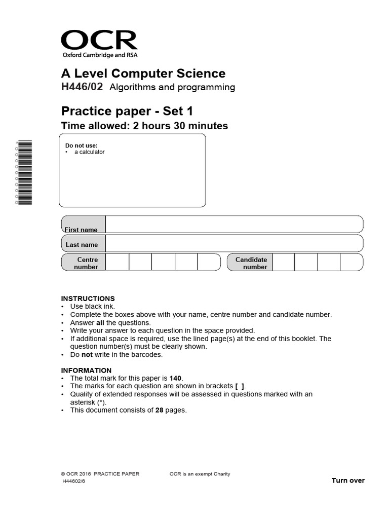 Practice Paper 2 - Set 1 QP | PDF | Computer Programming | Algorithms And Data Structures