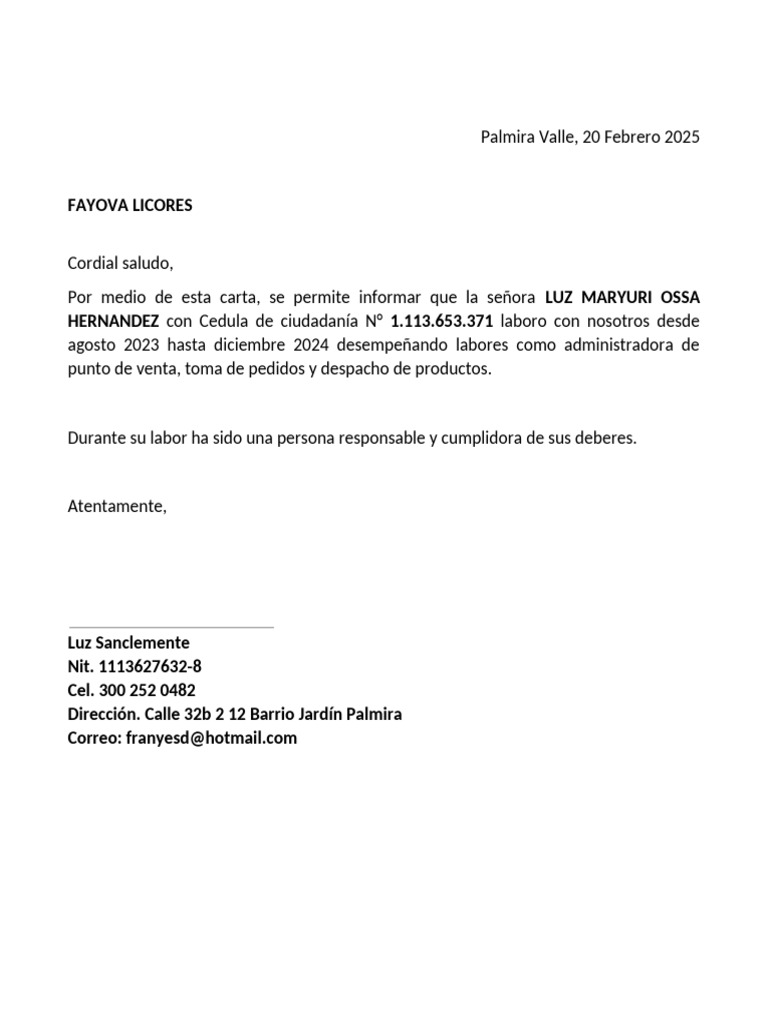 18 Carta Laboral Constancia de Trabajo | PDF