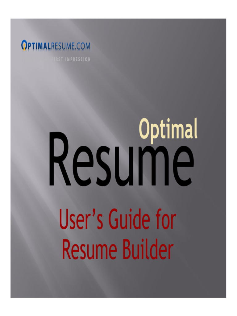 Optimal Resume - Resume Builder Guide (PDFDrive) | PDF | Internet | Software