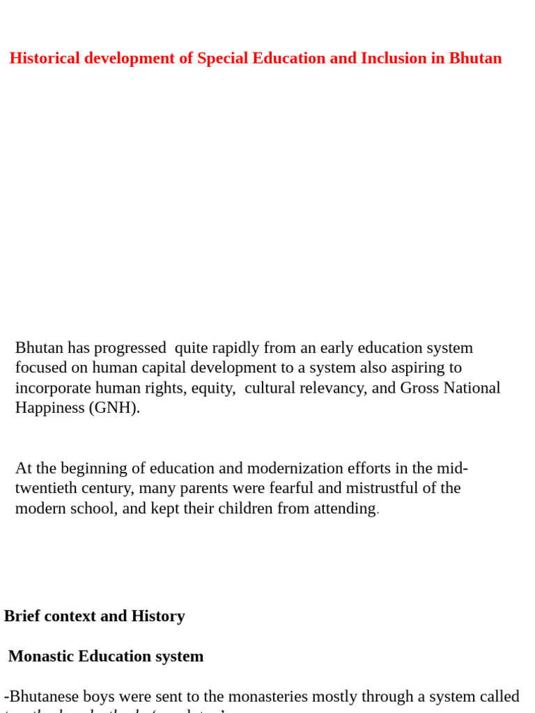SEN History in Bhutan | PDF | Special Education | Inclusion (Education)