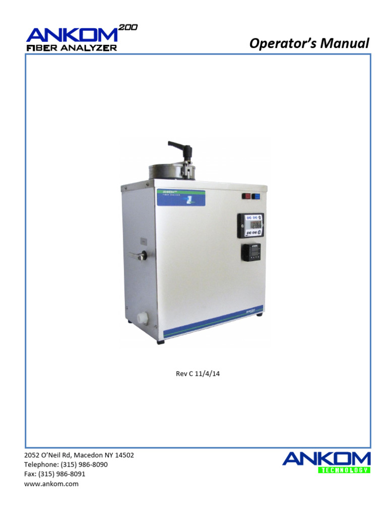 ANKOM200 Fiber Analyzer Manual | PDF | Filtration | Moving Average