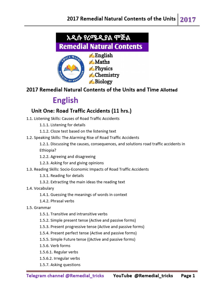 2017 Remedial Natural Unit Contents | PDF | Matrix (Mathematics) | Force
