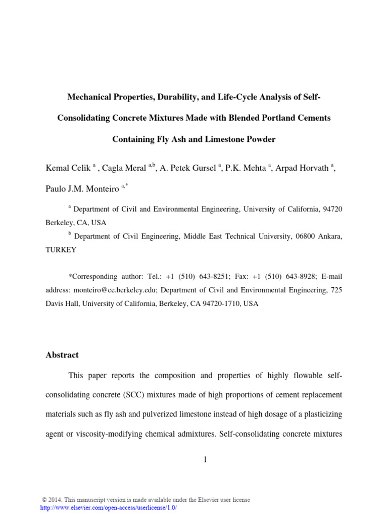 Mechanical Properties Durability and Life Cycle Assessment 41sc4q5hhl ...
