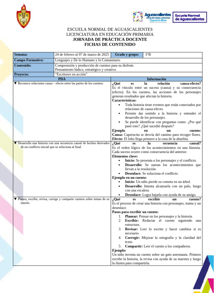 Fichas de Contenido 1ra Quincena | PDF | Cuentos | Causalidad