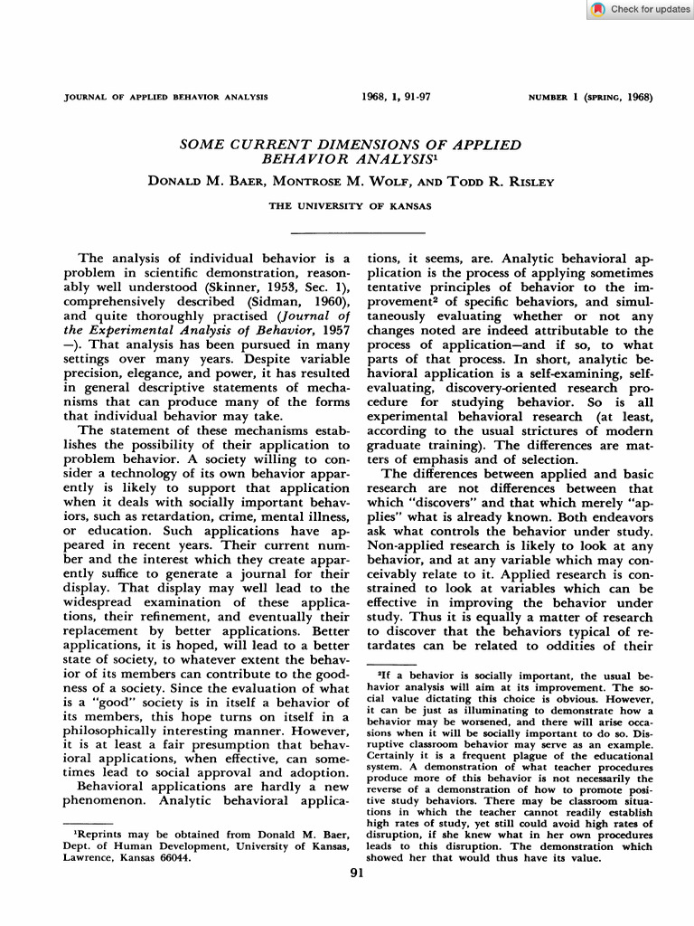 J of App Behav Analysis - Spring 1968 - Baer - SOME CURRENT DIMENSIONS ...