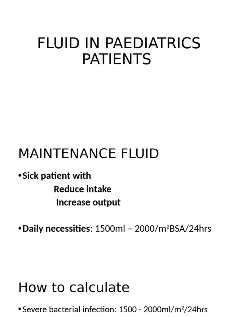 Fluid in Paediatrics Patients | PDF | Clinical Medicine | Medical ...