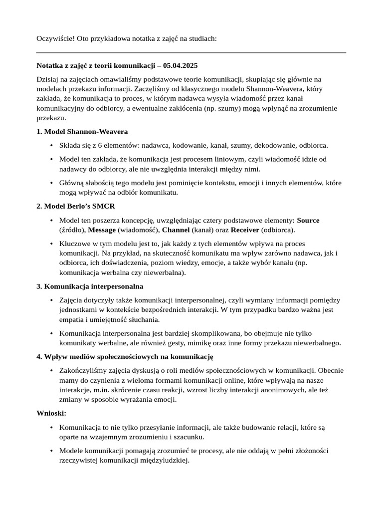Notatka 1 | PDF