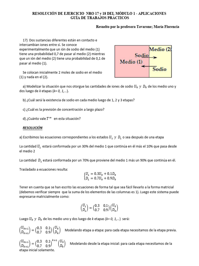 RESOLUCION EJERCICIO 17 y 18 2c 2020 | PDF | Matriz (Matemáticas) | Ecuaciones