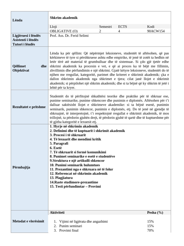 Shkrim-akademik_Sem_2 | PDF