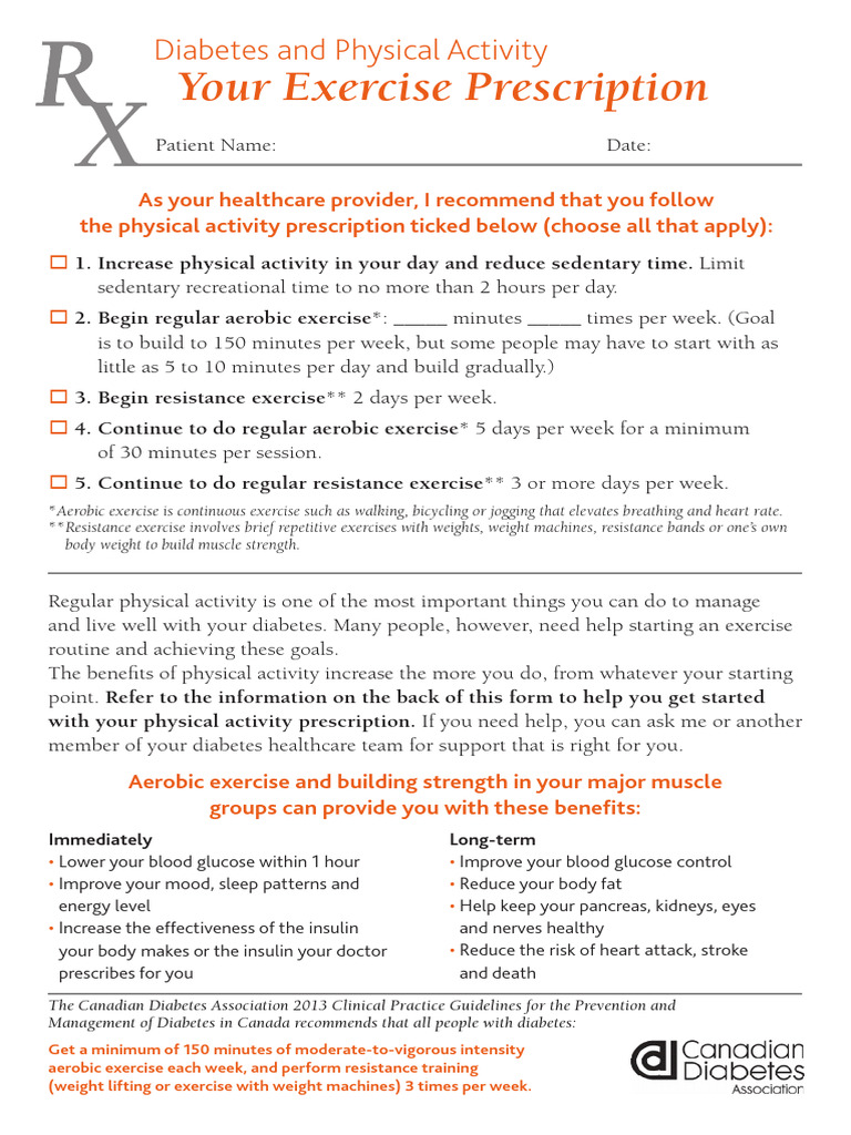 Diabetes Exercise Guidelines for Health | PDF | Strength Training ...