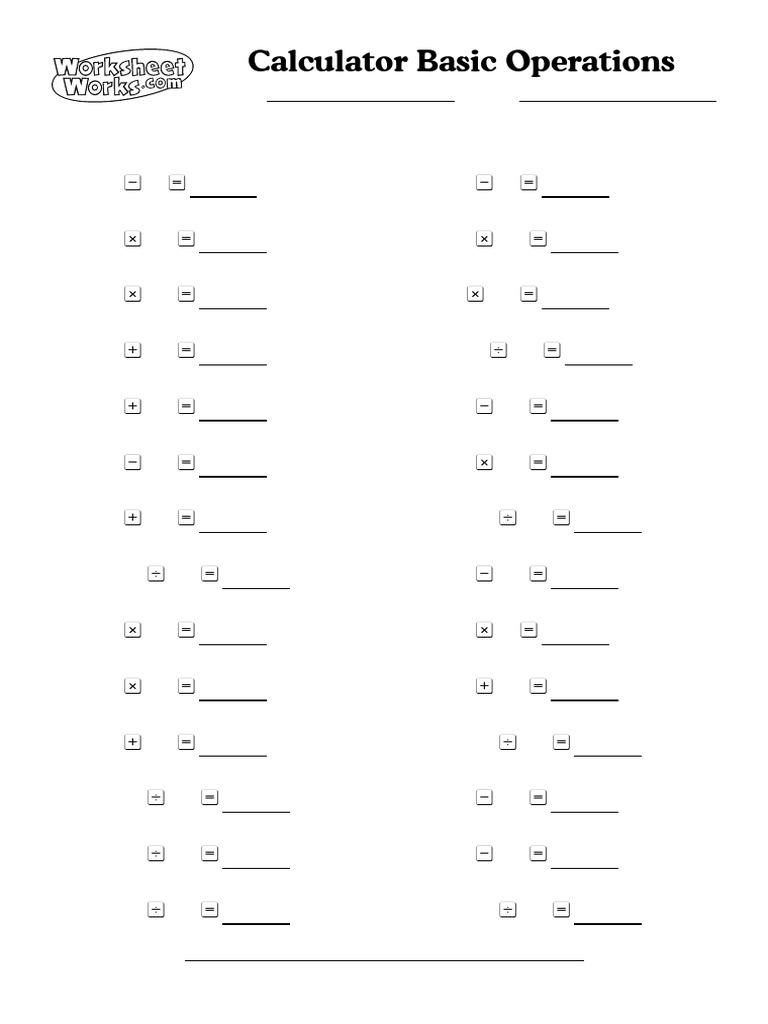 WorksheetWorks Calculator Basic Operations 2 | PDF | Applied Mathematics | Mathematics