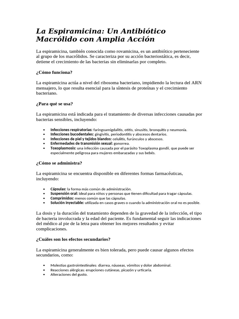 La Espiramicina | PDF | Medicamentos con receta | Alergia