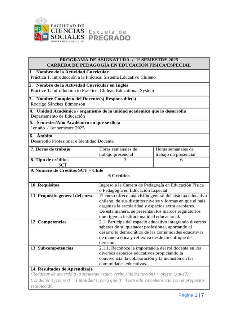 PR Ctica 1. Introducci N A La PR Ctica. Sist. Ed. ED. Especial | PDF | Evaluación | Chile