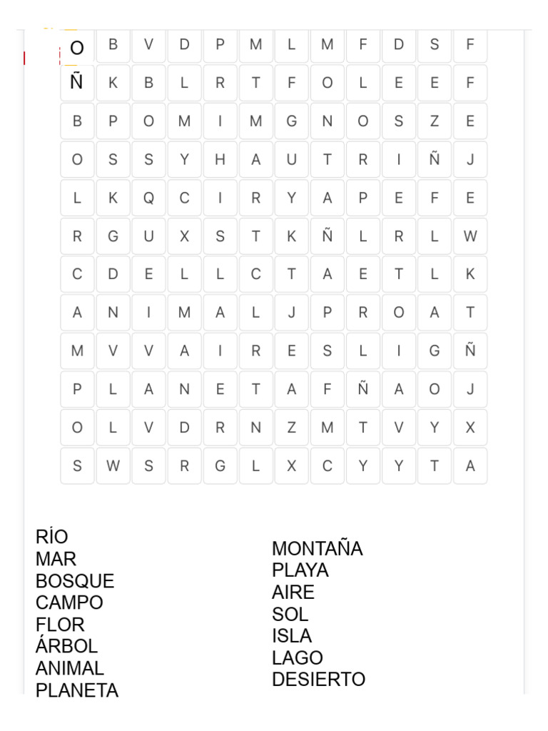 La Naturaleza en Español ¡Juega y Aprende! - Vocabulario | PDF