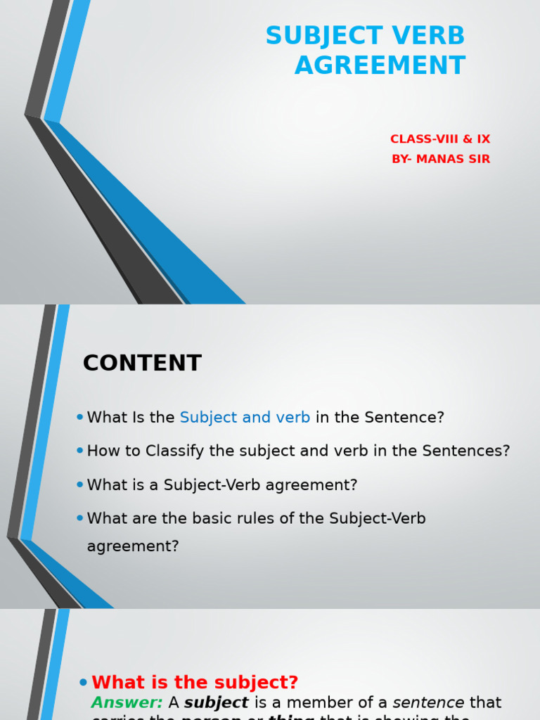 Subject-Verb Agreement Guide for Students | PDF | Grammatical Number ...