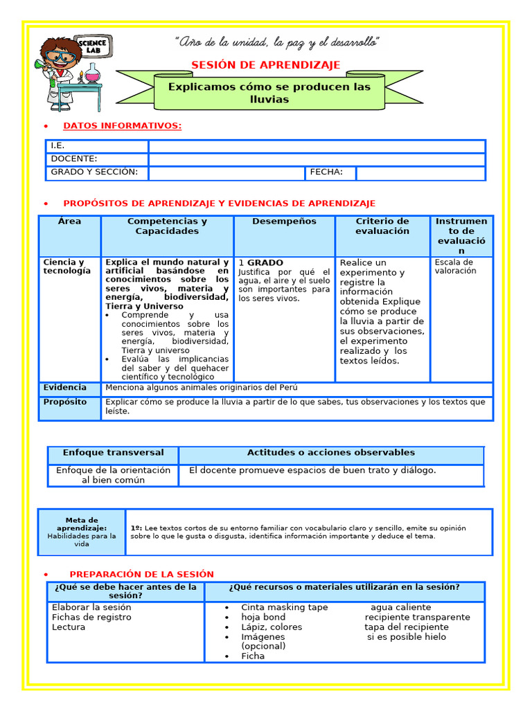 1º E2 Sesion d3 Cyt Explicamos Como Se Producen Las Lluvias | PDF | Vapor de agua | Precipitación