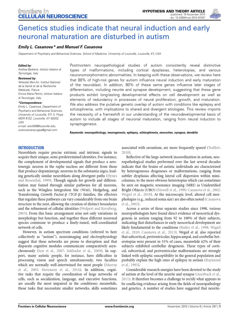 Genetics Studies Indicate That Neural Induction and Early Neuronal ...