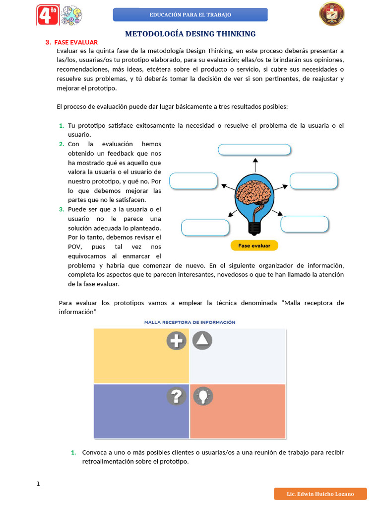 Hoja Guía 2024 Emprendimiento Sesión 3 Cuarto Iii Bimestre | PDF | Evaluación | El pensamiento ...