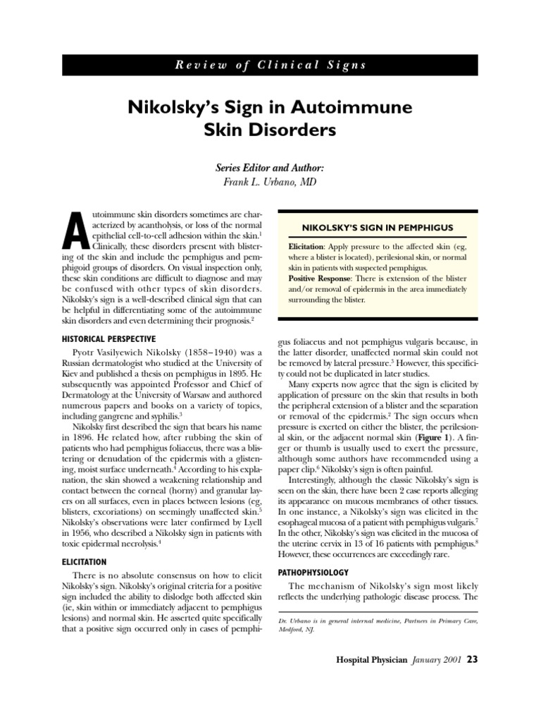 Nikolsky's Sign | PDF | Cutaneous Conditions | Skin