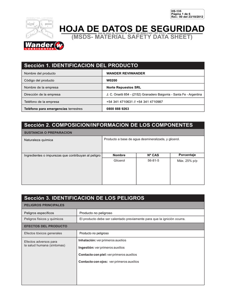 MSDS 0200 | PDF | Agua | Combustión