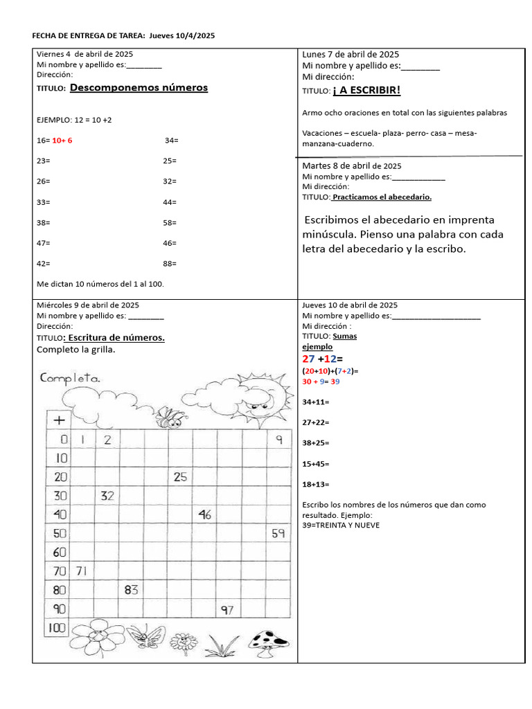 Actividades de matemáticas y escritura | PDF | Escritura | Colación