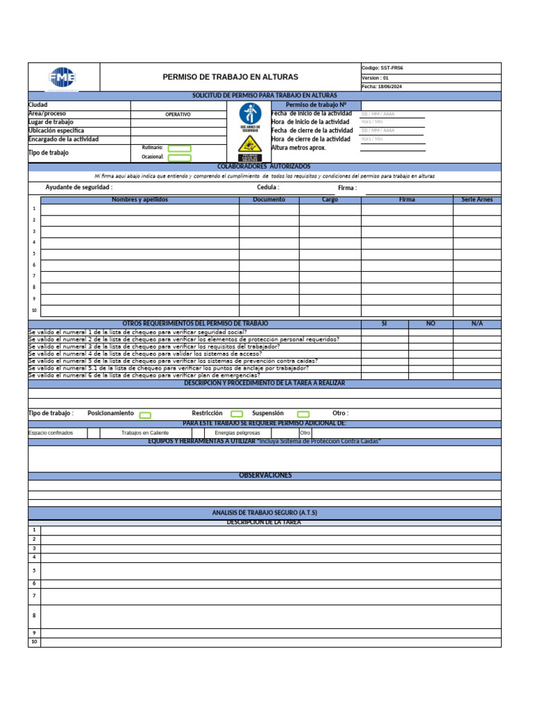 SST-FR56 Permiso de Trabajo Alt | PDF