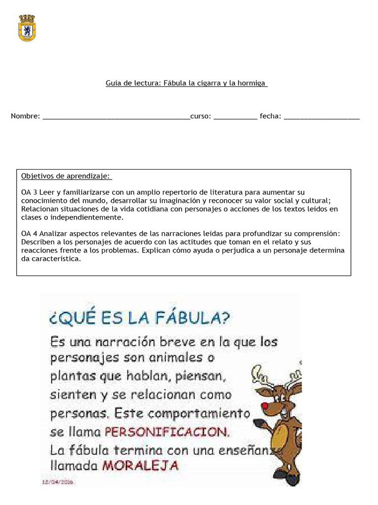 Fabula-La Cigarra y La Hormiga. | PDF