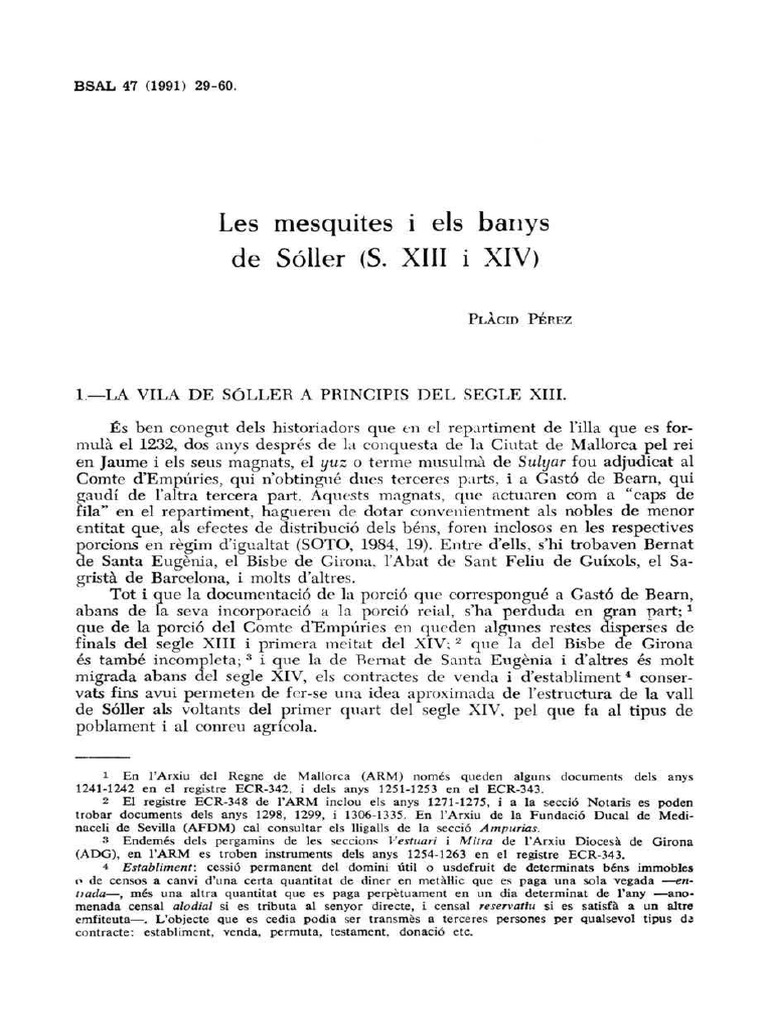 Les Mesquites i Els Banys de Sóller (s. XIII i XIV) | PDF
