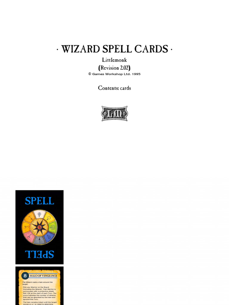 Wizard Spell Cards (Revision 2.02) ALL | PDF