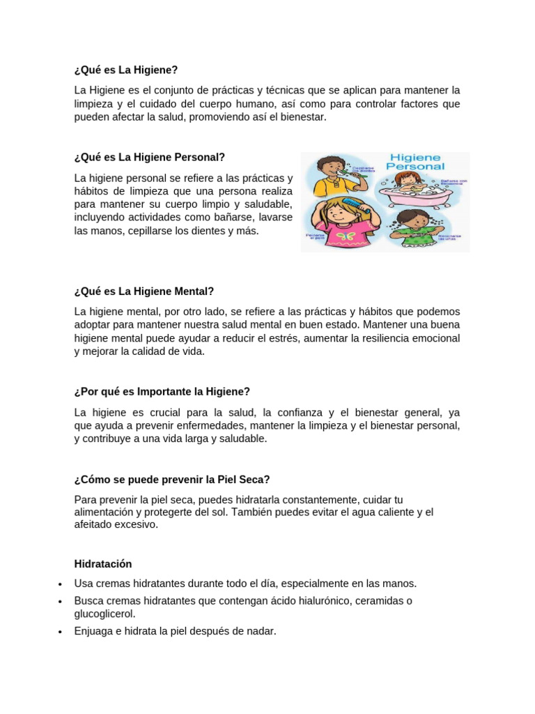 Guía Completa sobre Higiene Personal y Salud | PDF | Higiene | Lavado ...