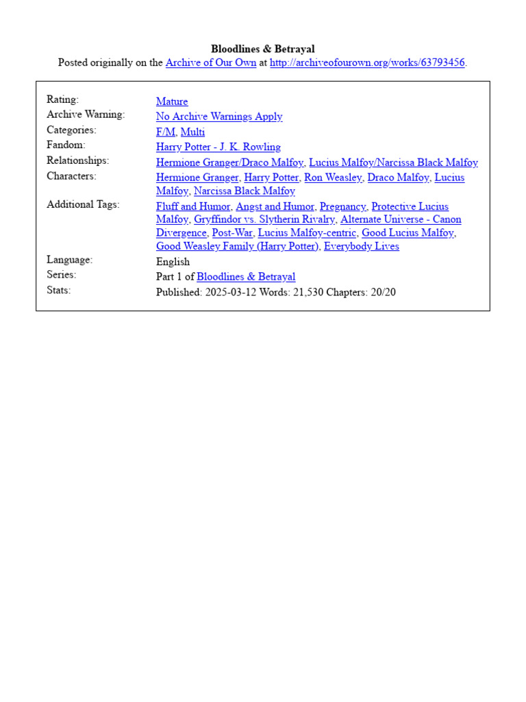 Dramione: Secrets of Bloodlines | PDF | Harry Potter
