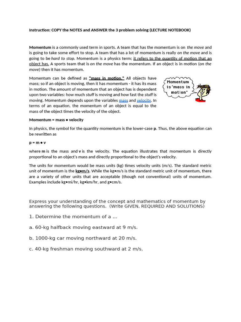 Notes About Momentum | PDF