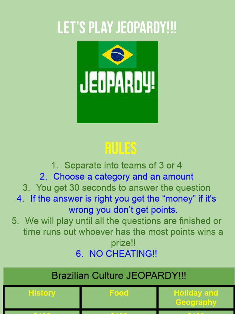 Google Slides Jeopardy-In Class Games | PDF