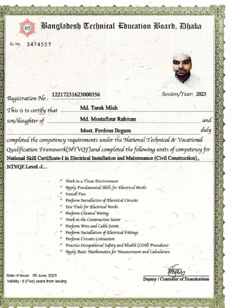 Electrical Training Certificate | PDF