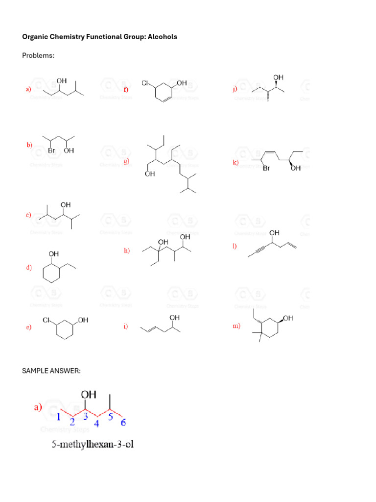 Functional Group Alcohols | PDF