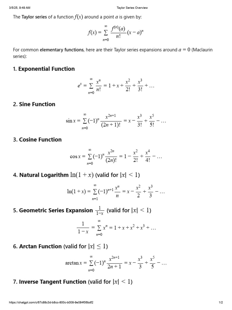 Taylor Series for Hyperbolic Functions | PDF | Trigonometric Functions ...