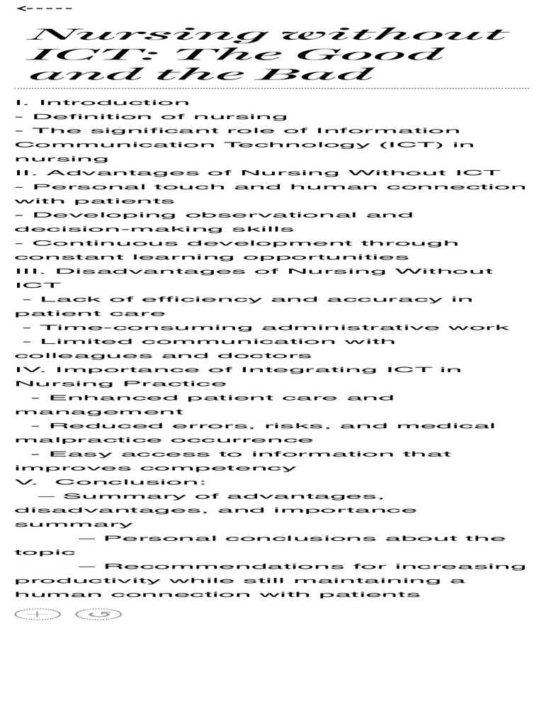 Nursing Without ICT The Good and The Bad | PDF