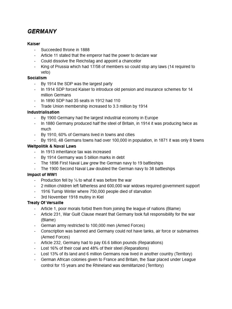 GCSE History Knowledge - Germany, Conflict and Tension, Elizabethan ...