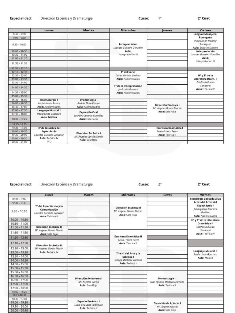 Horarios Direccion 2o Cuatr 24 25 | PDF