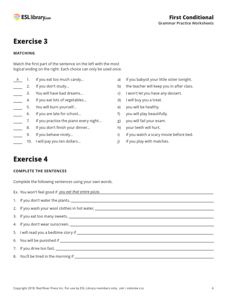 First Conditional Worksheet 6 8 | PDF